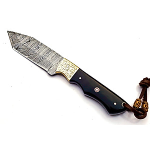 Damascus Steel fixed Blade Tanto Knife Hunting Camping outdoor Sports. SM147