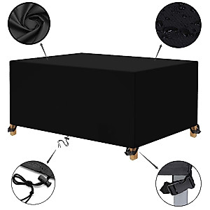 TopIdea Patio Furniture Covers 72" L x 36" W x 28" H Waterproof Outdoor 600D Patio Table Covers Rectangle Couch Cover Weatherproof Furniture Covering for Deck Lawn and Backyard 180x90x70cm