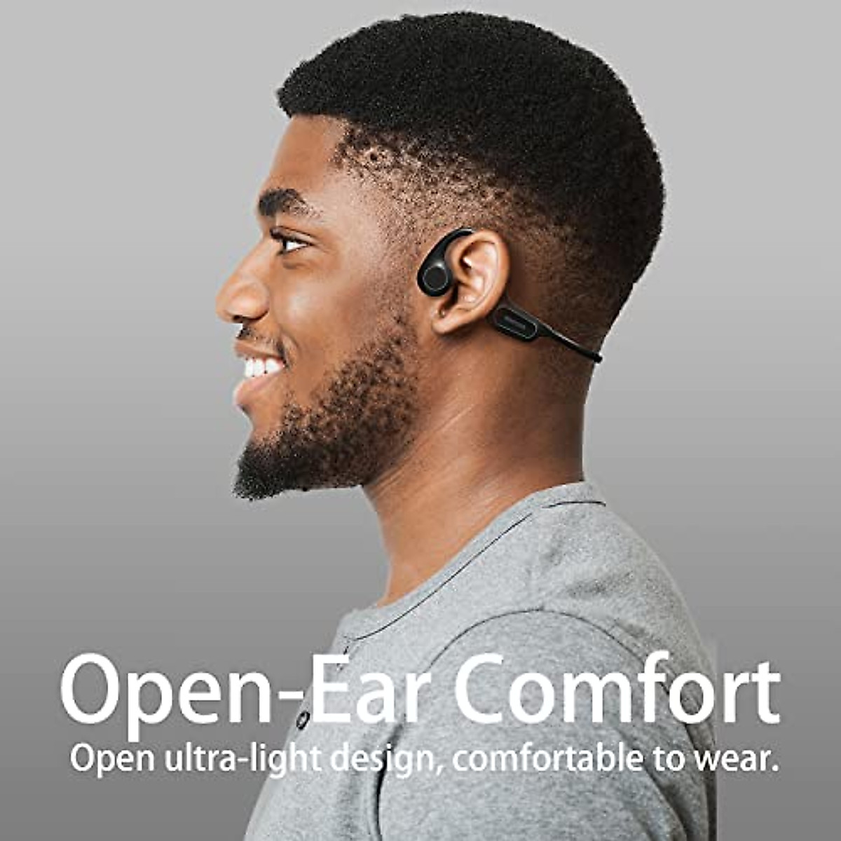 Vinkyster Open-Ear Bluetooth Bone Conduction Sport Headphones - Sweat Resistant Wireless Earphones for Workouts and Running - Built-in Mic for Fitness, Running, Cycling, and More, (Black Red)