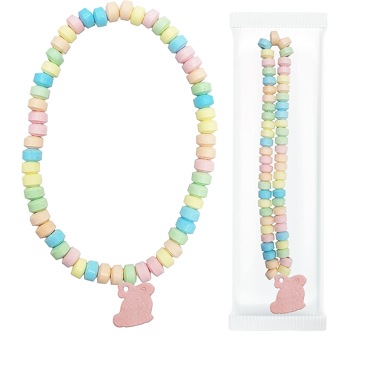 Fruidles Easter Bunny Candy Necklace, Multicolor Fruit-Flavored Chewables for Party Favors (12-Pack)