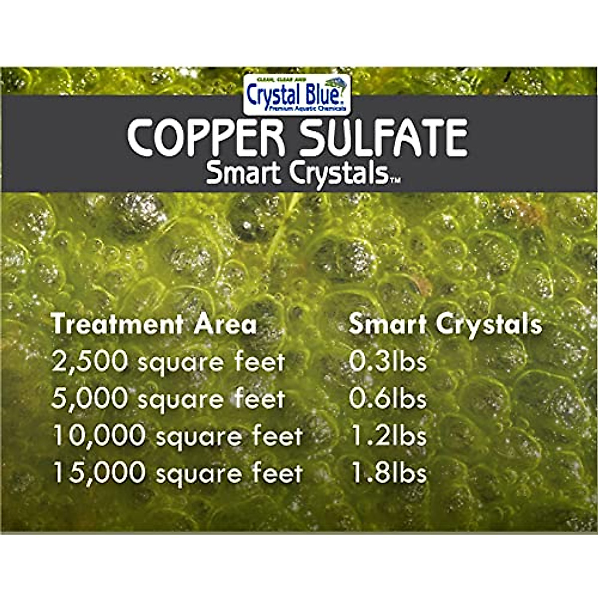 Crystal Blue Copper Sulfate Algaecide - Granular Aquatic Grade Copper Sulfate for Pond Algae Control - 5 Pounds