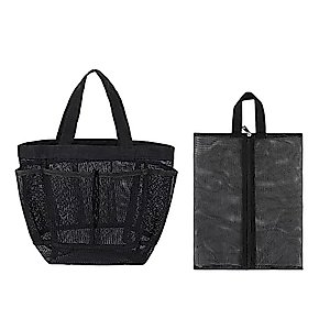 Mesh Shower Caddy Tote Quick Dry Shower Tote Bag for College Dorm Room Essentials Makeup Comestic Storage Basket with 9 Pocket Portable Travel Shoe Bag Set Toiletry and Bath Organizer Hanging Tote Bag