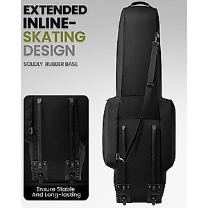 OutdoorMaster Padded Golf Club Travel Bag with Wheels, 900D Heavy Duty Oxford Waterproof -Alligators - Black