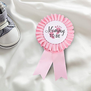 GDTO8820 CoolerthingsDG, 3pcs 2 badges and a belt Pink, Baby Pink Maternity Sash & Daddy to Be Corsage Set - Baby Shower Sash Baby Girl Pregnancy Sash Keepsake Baby Shower Flower Belly Belt