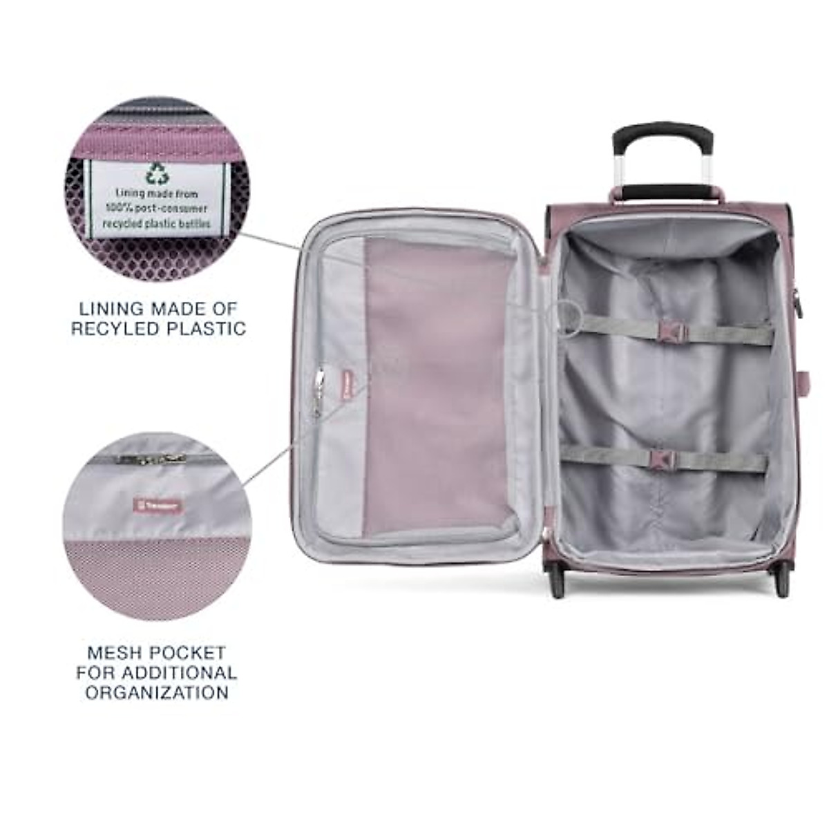 Travelpro Maxlite 5 Softside Expandable Upright 2 Wheel Carry on Luggage, Lightweight Suitcase, Men and Women, Dusty Rose Pink, Carry On 22-Inch