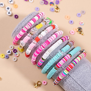 Ybxjges Clay Beads Bracelet Making Kit, 3800Pcs Polymer Flat Beads for Jewelry Making Heishi Beads for Friendship Bracelet Kit with Charm Kit for DIY Crafts Gifts for Girls Age 6-12