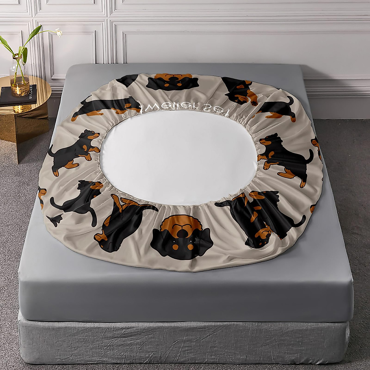 Axolotl Puppy Dog Fitted Sheet Queen,Cute Rottweiler Bedding Sheet Set,Cartoon Pet Puppy Fitted Sheet,Lovely Animal Sheet Set For Kids Boys Girls Teens Adults,1 Flat Sheet 1 Fitted Sheet 2 Pillowcases