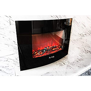 e-Flame USA Sundance Curved Wall Mounted or Freestanding LED Electric Fireplace with Remote - Adjustable, Timer, Remote - 22-inch