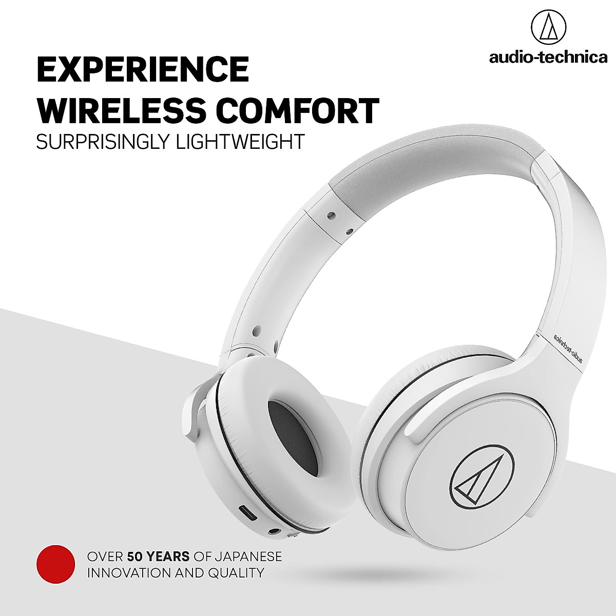 Audio-Technica ATH-S220BTWH Wireless On Ear Headphones, White, Adjustable