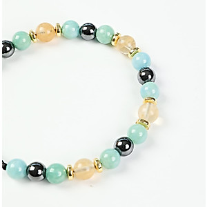 BFGFGO Citrine Crystal Goals Manifestation Bracelet for Money and Good Luck Wealth Bracelet. Authentic Gemstones Citrine Crystal Turquoise