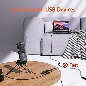Alxum 50 Feet Active USB Extension Cable 3.0 Male to Female with 2 Extension chipsets Signal Booster, Long USB Extender Cord 15 Meters for Camera,Printer,Webcam,Telescope,Mouse,with 5V2A Power Adapter