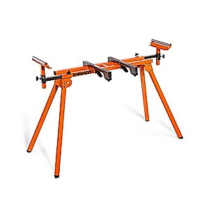 ENGiNDOT Miter Saw Stand with Durable Iron Skeleton frame, 21.6lbs Lightweight Saw Stand, 76-4/5'' Max Sliding Rail, Compatible & Portable, Quick to Install and Remove, Compatible with Most Brands