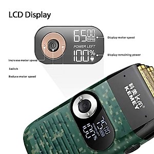 KEMEI Razor Barber for Men,Electric Razor Rechargeable with Beard Trimmer,Cordless Lithium Titanium Razor with Travel Case