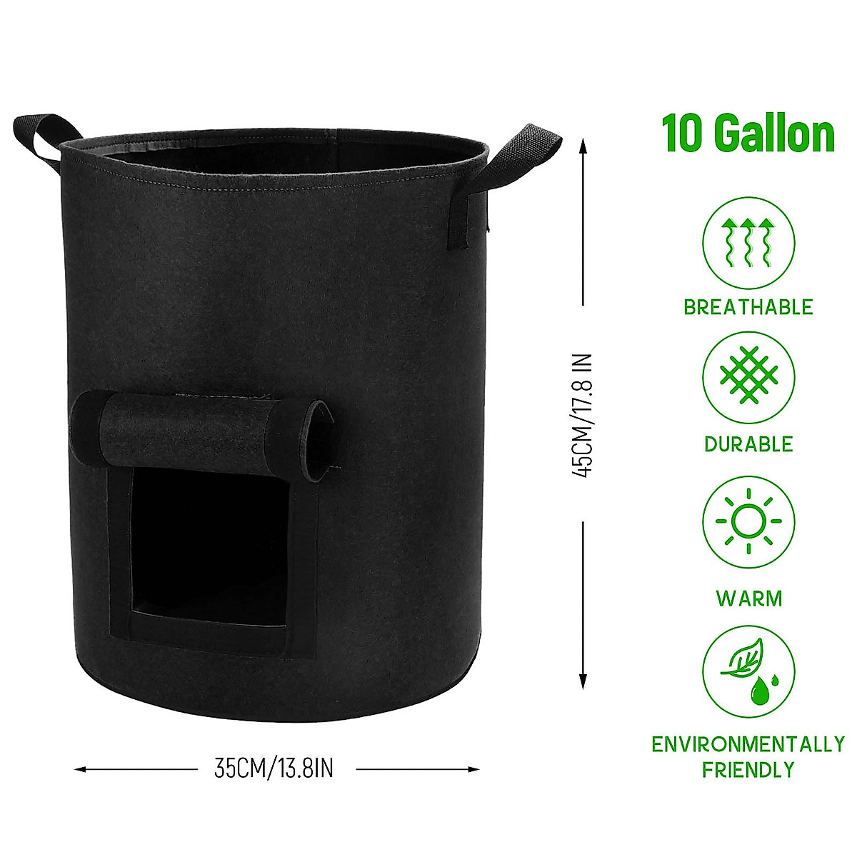 Lyincat 4 Pack 10 Gallon Potato Grow Bags with Flap and Handles, Heavy Duty Fabric Pots for Planting Potato,Carrots