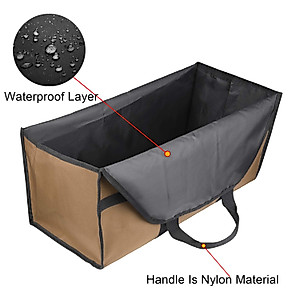 Petutu Firewood Carrier 2 Pack, Large Canvas Log Carriers Tote, Fireplace Wood Holder Accessories(Brown)