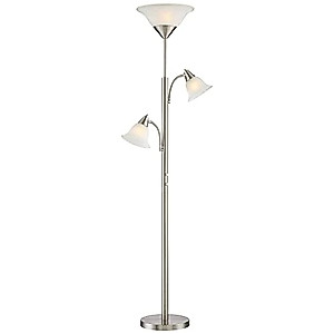 360 Lighting Jordan Modern Tree Torchiere Floor Lamp Standing 3-Light 71 1/2" Tall Brushed Nickel Silver Alabaster Glass Shades Decor for Living Room Reading House Bedroom Office
