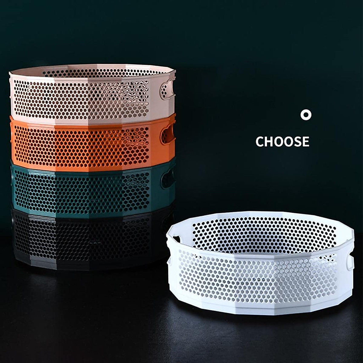 Baoblaze Rotating Kitchen Round Storage Tray Table Top Pantry Fruit Cosmetic Organizer Plate Container, Pink L