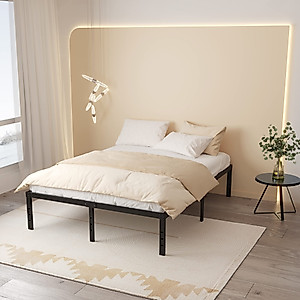 Maenizi Full Size Bed Frame No Box Spring Needed, 16 Inch Heavy Duty Metal Platform Bed Frame Full Support Up to 3000 lbs, Easy Assembly, Noise Free, Black