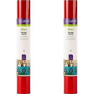 Cricut Everyday Iron On - 12” x 2ft - HTV Vinyl for T-Shirts - StrongBond Guarantee, Outlast 50+ Washes, Use with Cricut Explore Air 2/Maker, Red (Pack of 2)
