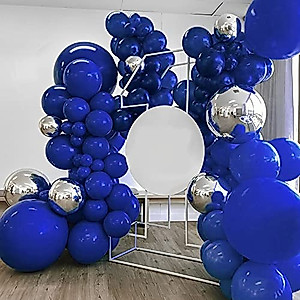JOYYPOP Navy 100pcs Balloons, Latex Party Balloons for Graduation, Birthday, Anniversary, Nautical Party Decorations, 12 Inch Blue Balloons, Includes Ribbons