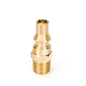 Stanbroil Propane Brass Quick Connect Fitting Adapter- Full Flow Male Plug x 1/4" Male NPT for RV Portable BBQ