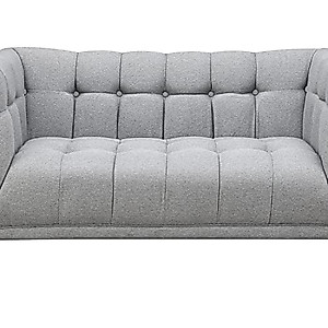 AC Pacific Sara Button Tufted Upholstered Living Room Loveseat, Gray