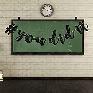 Talorine Black You Did It Banner - for Congrats Grad Bunting - So Proud of You Graduation Party Bunting Decorations (Glitter)