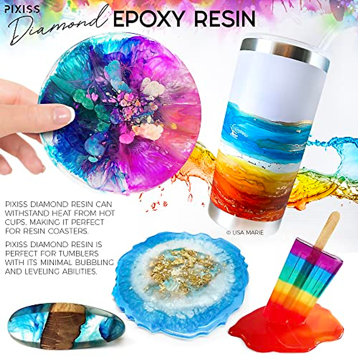 Epoxy Resin Crystal Clear Casting Resin for Epoxy and Resin Art | Pixiss Brand Easy Mix 1:1 Gallon Kit | Supplies for Tumblers, Jewelry Resin, Molds, Crafting Resin Kit