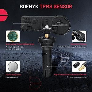 BDFHYK TPMS Sensor GM 315Mhz Tire Pressure Monitoring Sensor Compatible with Chevy Silverado Buick GMC Cadillac Pontiac Replacement Tire Pressure Sensor OE# 13598771 13598772 13586335 4-Pack