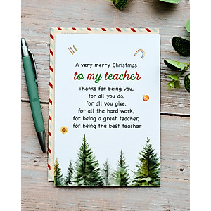 BlinkBlink Christmas Card for Teacher, Christmas Greeting Card with Envelope and Seal, Express Your Love and Warm Christmas Wishes for Your Teacher, Thoughtful Card for Him or Her, Thank You Teacher