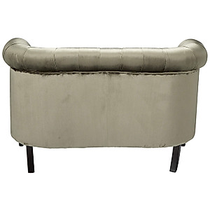 Christopher Knight Home Milani Tufted Scroll Arm Velvet Loveseat, Grey / Dark Brown