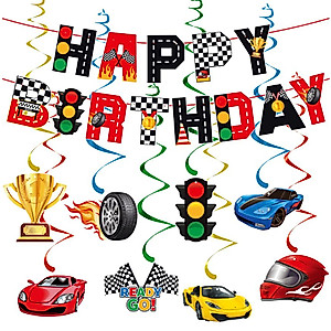 Hot wheel Birthday Decorations Banner,Cars Birthday Decorations for Boys,Car Themed Birthday Party Decorations,Hot Wheels Party Decorations,Hot Wheels Happy Birthday Banner