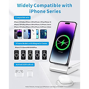Magnetic Wireless Charger, Mag-Safe Charger Stand with 20W USB C PD Adapter, Mag-Safe Charging Station Compatible with iPhone 14/13/12 Series, Fast Wireless Charging Pad with Phone Stand