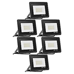 Led High Bay Light 30w 3000 Lm 6500k Cold White FloodLight IP65 Waterproof Commercial Bay Lighting for Lawn Playground Barn Workshop Basement Attic Warehouse (Color : 30W, Size : 6 Pack)