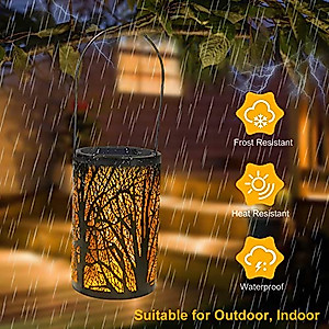 Solar Lantern Outdoor Lights for Decorative Atmosphere Hanging Garden Lantern Cylindrical Table Lamp Night Light Warm Lighting for Courtyard, Party, Walkway,Terrace, Garden, Lawn (2 Pack)