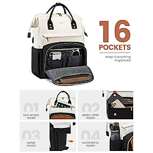 LOVEVOOK Laptop Backpack for Women 15.6 Inch Travel School College Backpack Nurse Teacher Work Bags Computer Backpack Casual Daypack Purse, Black