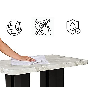 Liveasy Furniture 5-Piece Marble Dining Table Set for 4, Counter Height Dining Table Set with 4 Counter Height Chairs (Grey)