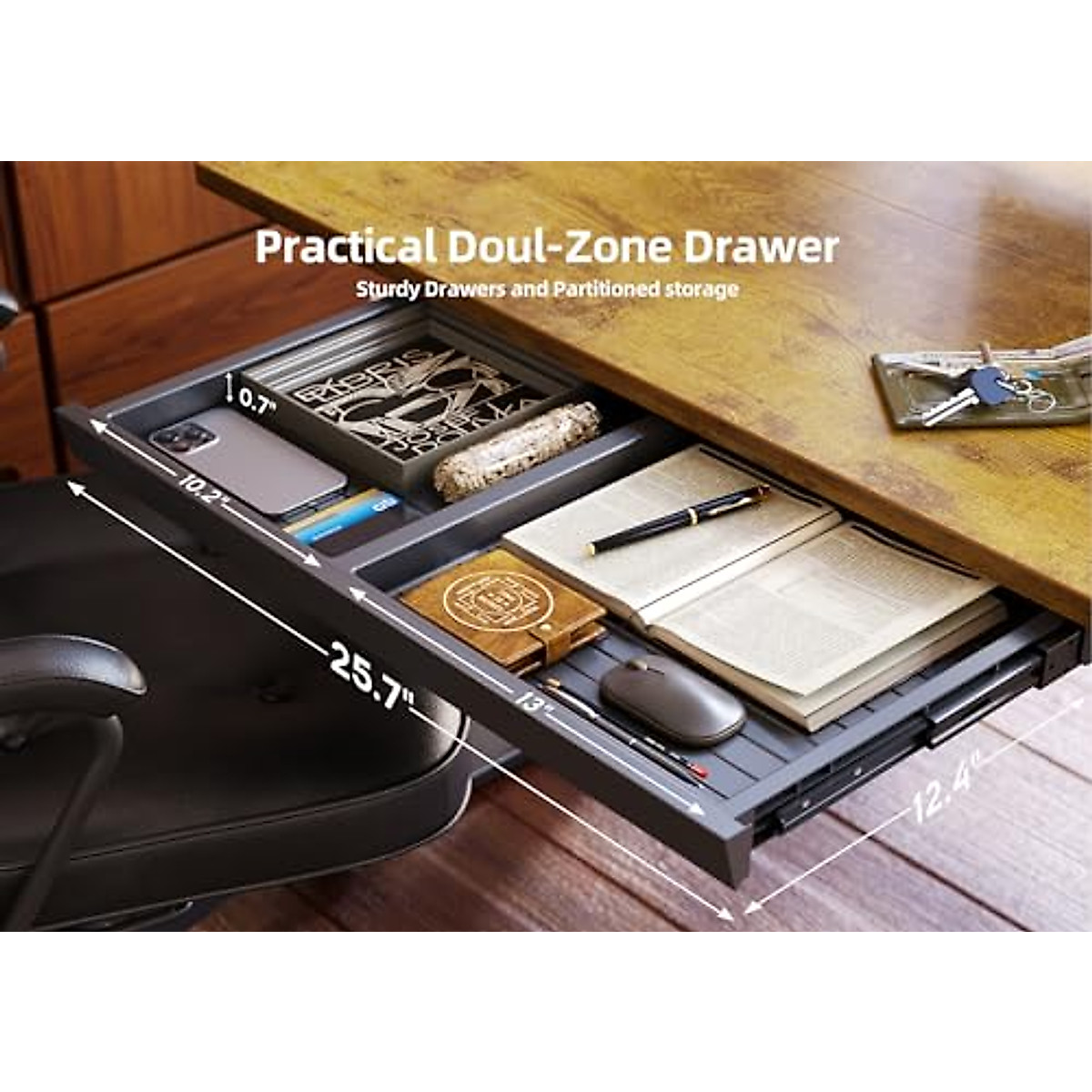 Claiks Standing Desk with Drawers, Stand Up Electric Standing Desk Adjustable Height, Sit Stand Desk Computer Workstation, 48 Inch, Rustic Brown