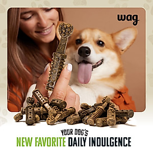 Amazon Brand - Wag Dental Dog Treats to Help Clean Teeth & Freshen Breath - Tiny, Unflavored, 2.25 pounds, 130 Count (Pack of 1)