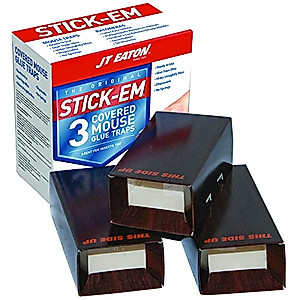 JT Eaton 144N Stick-Em Covered Mouse Glue Trap, 3, Brown/A