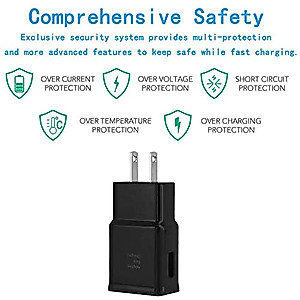 Samsung Adaptive Fast Charging Wall Charger Adapter Compatible with Samsung Galaxy S6 S7 S8 S9 S10 / Edge/Plus/Active, Note 5,Note 8, Note 9 and More (2 Pack) ChiChiFit Quick Charge (Black)