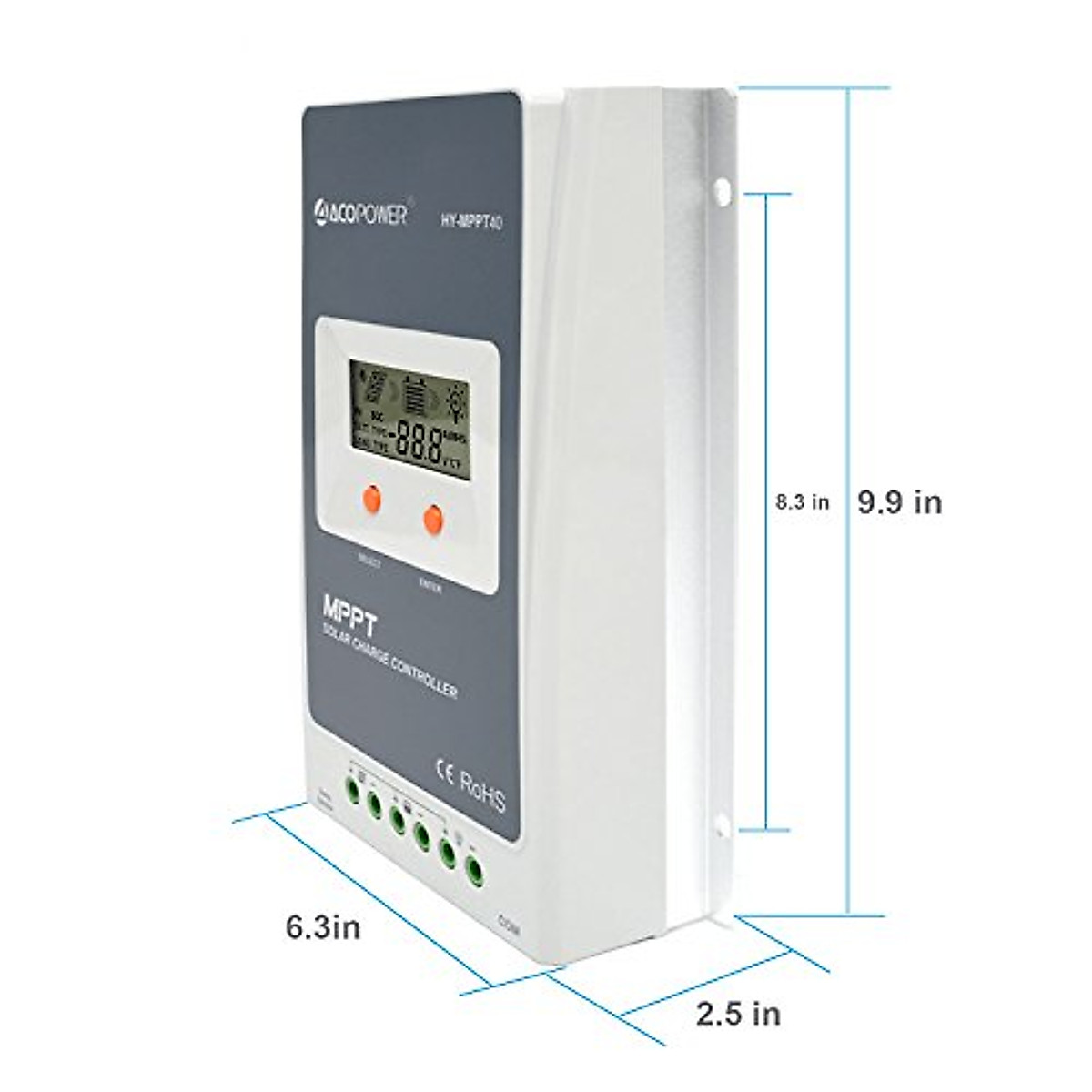ACOPOWER 40A MPPT Solar Charge Controller 100V Input HY-MPPT40A with LCD Display