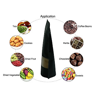 PQZKLDP 100pcs Black Kraft Paper Stand Up Pouches, Ziplock Stand Up Food Storage Bags with Matte Window, Reusable, Heat-Sealable for Packaging in Home , Office , Outdoors (Mixed Size)