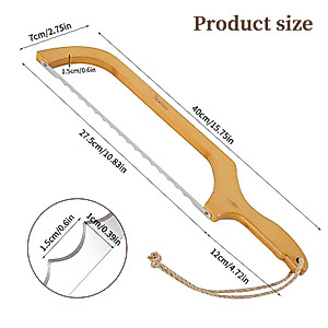 NewmeniDesign Sourdough Bread Knife with Bag: 16'' Sharp Sourdough Slicer with Knife Protector - Cuts Easily Bread Bow Knife for Every Kitchen - Durable Wooden for Fruit Cake Cheese and Baking