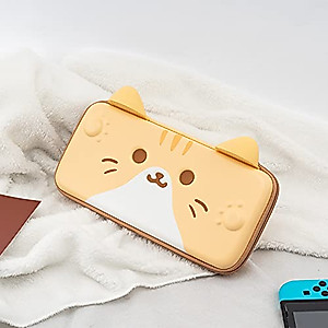 GeekShare Cat Ears Carry Case Compatible with Nintendo Switch/Switch OLED - Portable Hardshell Slim Travel Carrying Case fit Switch Console & Game Accessories (Yellow, Small)