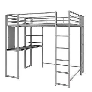 DHP Adobe Loft Bed, Silver, Full