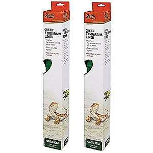 (2 Pack) Zilla Reptile Terrarium Bedding Substrate Liner, Green, 40 Breeder/50Gallon
