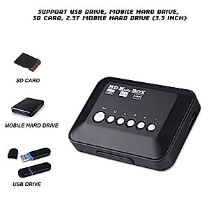 HD Media Player 1080P HD HDMI Audio Video Media Player Box with IR Remote Control Support USB Drive, Mobile Hard Drive, SD Card, 2.5T Mobile Hard Drive (3.5 inch)(US)