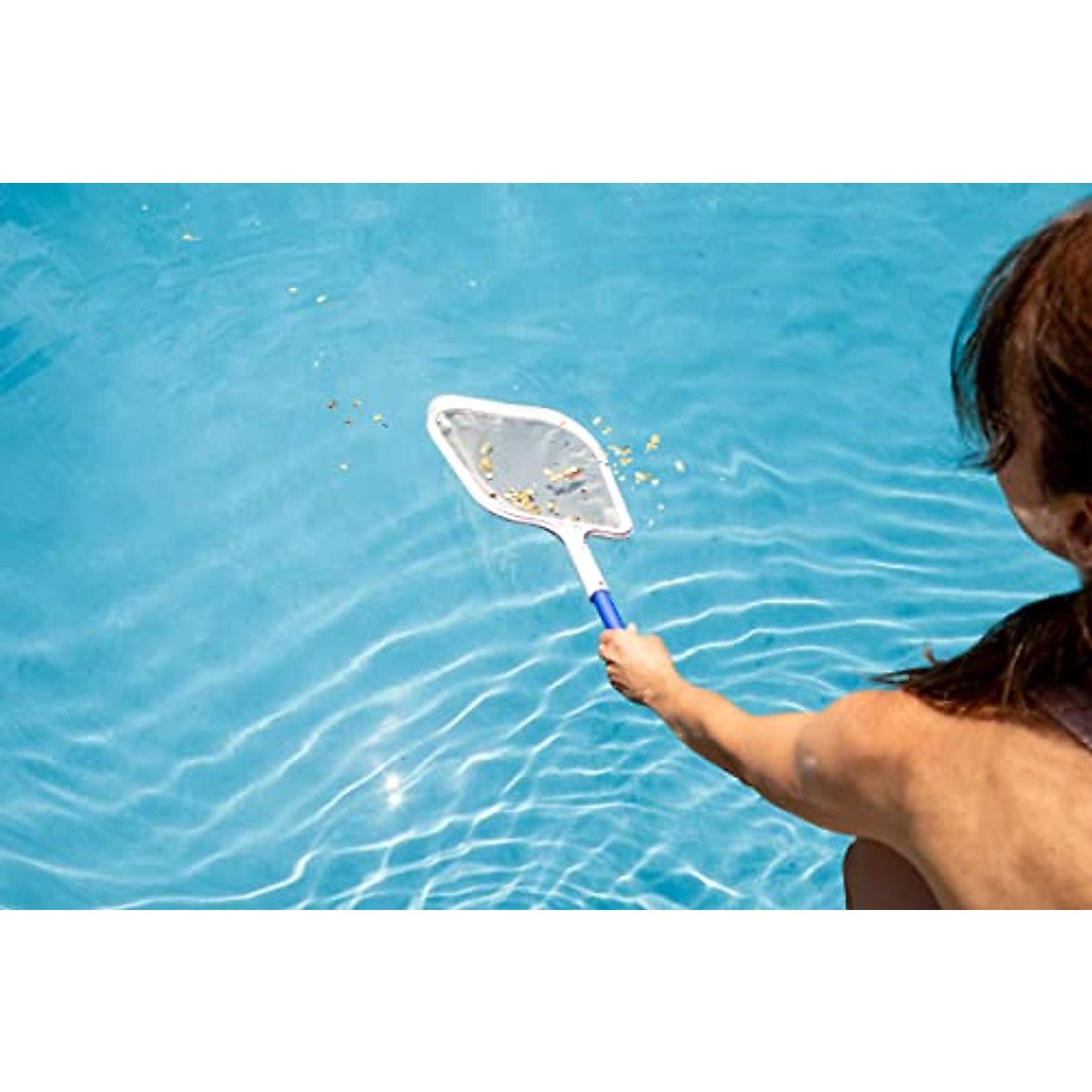 Poolmaster 21156 Small Pool, Spa, Hot Tub and Pond Leaf Skimmer with 2-Piece Adjustable Pole, White