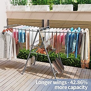 APEXCHASER Ultra Thin Drying Rack – Foldable Clothes Drying Rack with Enhanced Capacity - Convenient and Space-Saving, with Adjustable Wings.